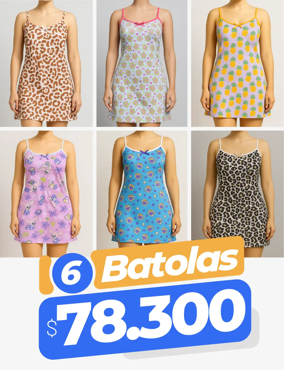 6 Pijamas Batola Mujer - Para Mayoristas Col